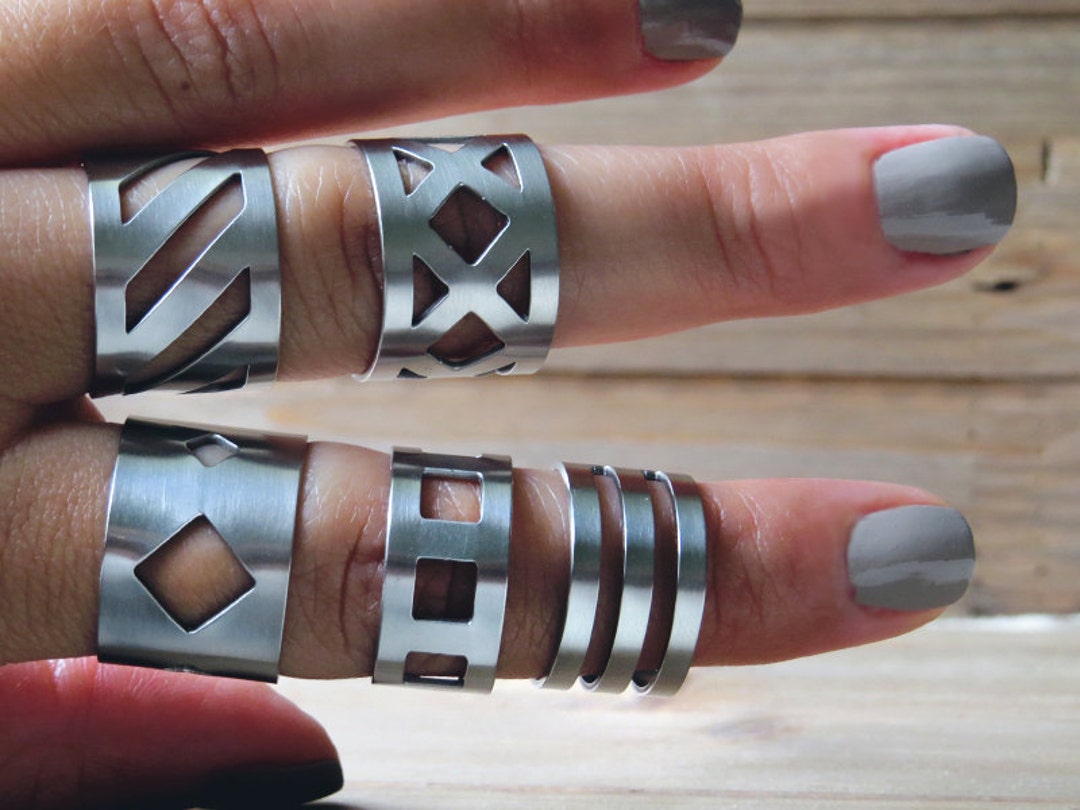 Geometric Rings Satin Finish • Cuff Ring Set • Modern Jewelry ...