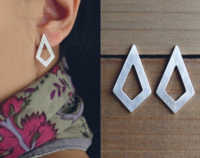 Diamond Shape Earrings / Geometric Stud Earrings / Rhombus - Etsy