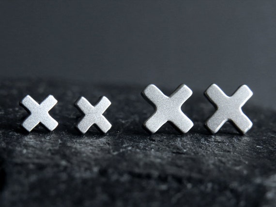X Shape Stud Earrings / Surgical Steel Earrings / Boyfriend | Etsy