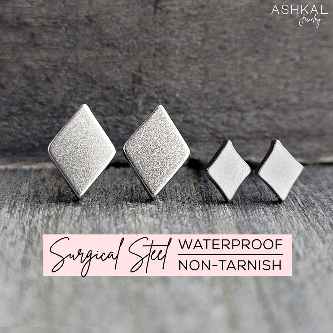 Rhombus Earrings: Sparkle Shape Jewelry, Surgical Steel for Sensitive ...