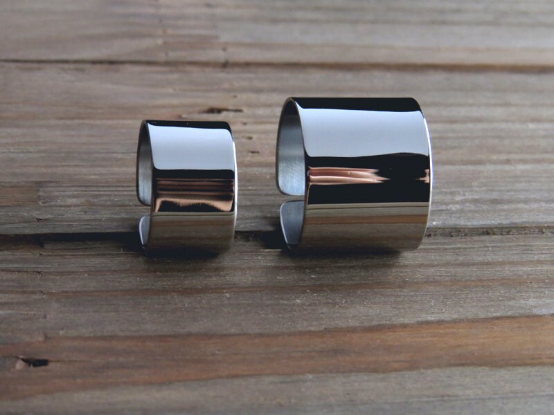 Stainless Steel Ring Set / Wide Band Rings Silver / Waterproof - Etsy