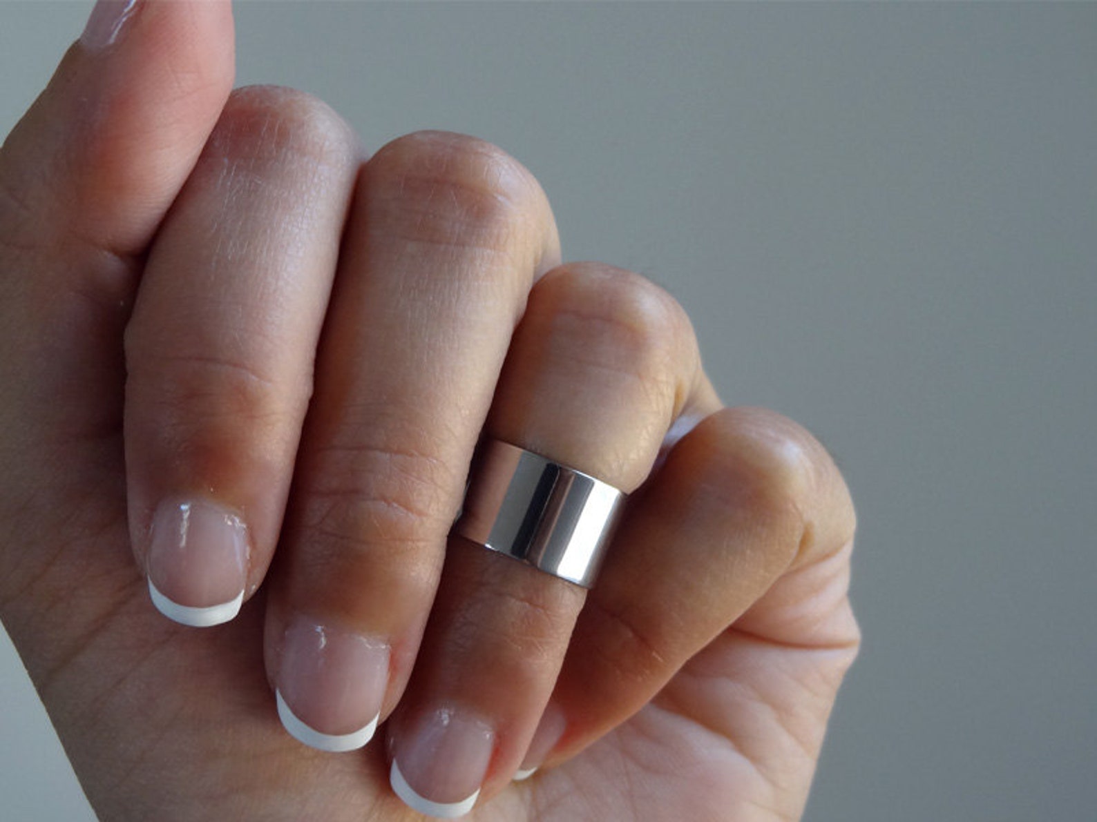 Stainless Steel Knuckle Ring, Shiny Cuff Knuckle Ring, Wide Knuckle ...