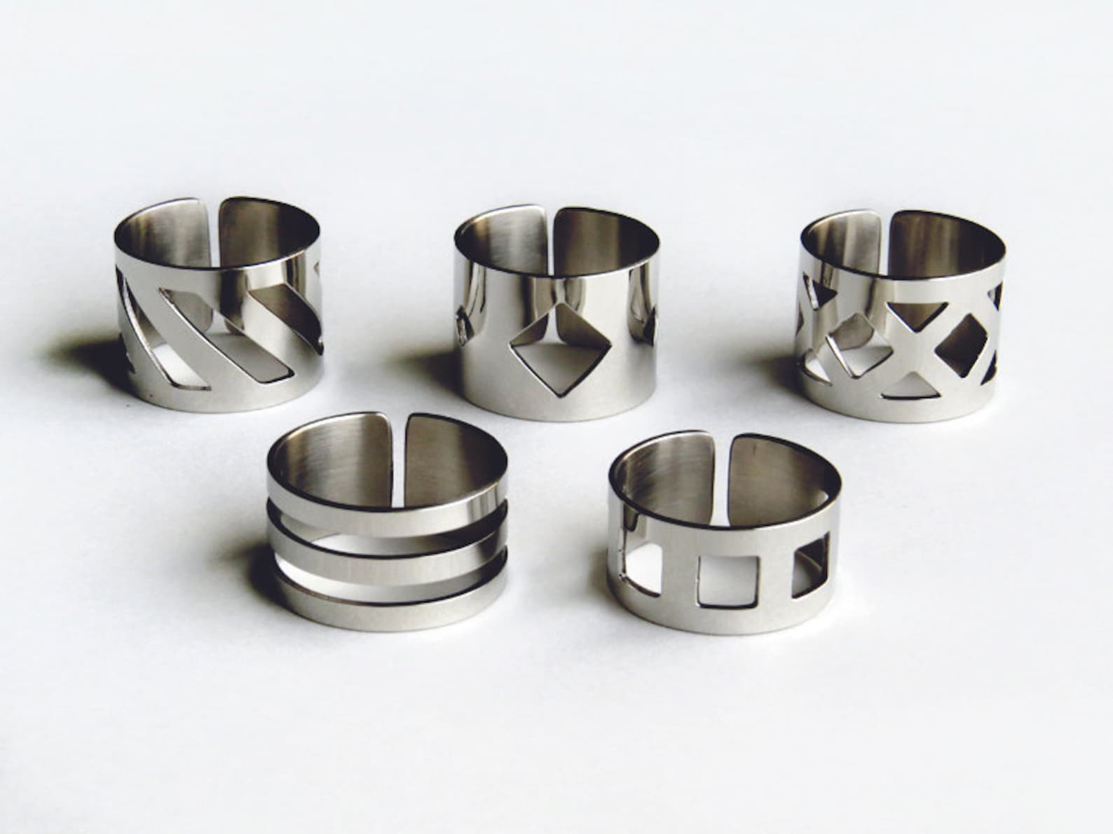 Geometric Ring Cuffs | Polished Mirror Finish | Cuff Ring Set | Modern ...
