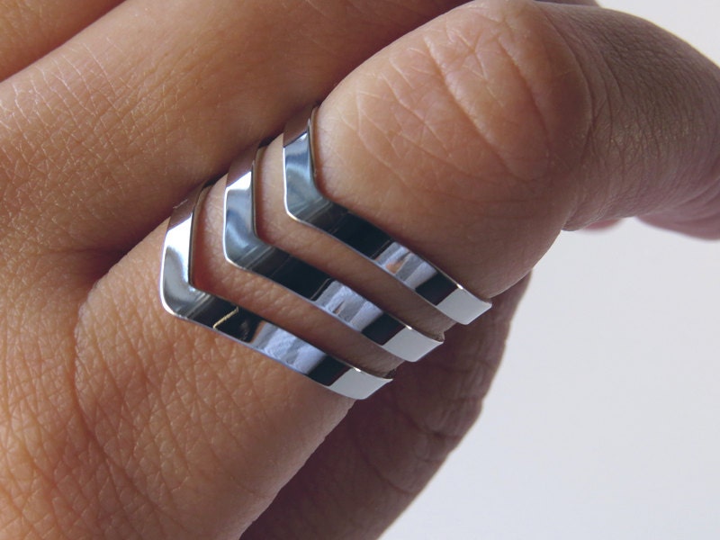 Triple Chevron Ring / Arrow Ring / Statement Ring / Wide Arrow | Etsy UK