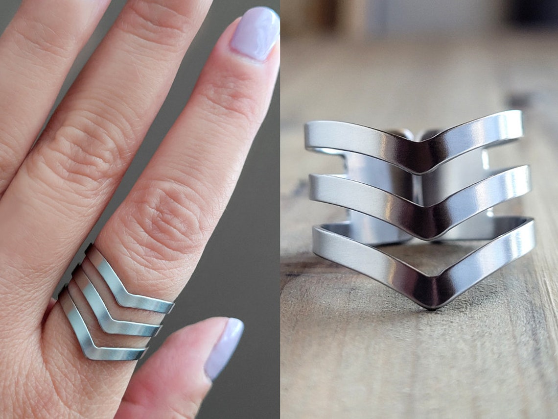 Triple Chevron Ring / Arrow Ring / Statement Ring / Wide Arrow - Etsy