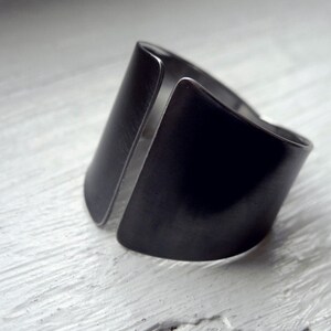 Black Cuff Ring / Open Front Black Ring / Armour Ring / Black - Etsy