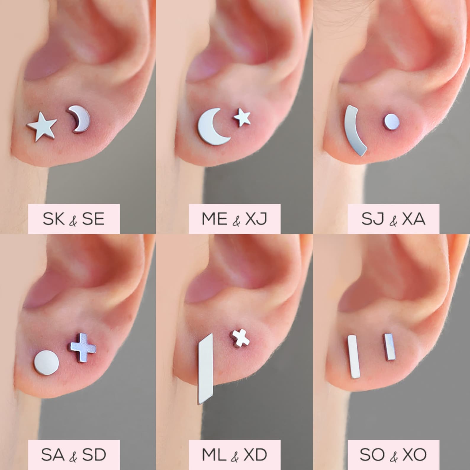 Surgical Steel Stud Earrings Set Hypoallergenic Earrings for - Etsy
