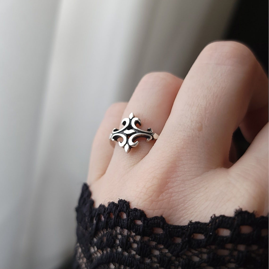 Gothic Cross Ring - Sterling Silver Ring - Etsy