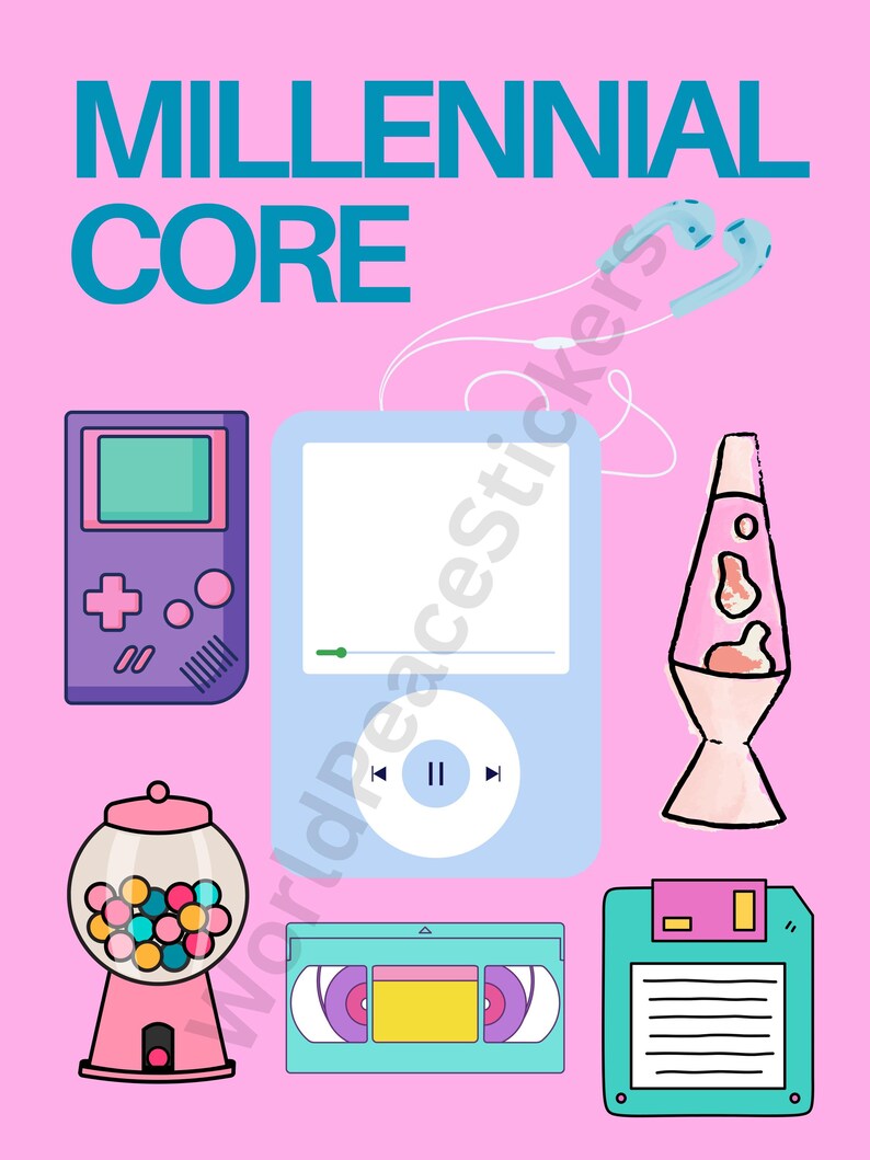 Y2K Nostalgia Poster: Millennial Core Retro Tech Art (digital Download ...