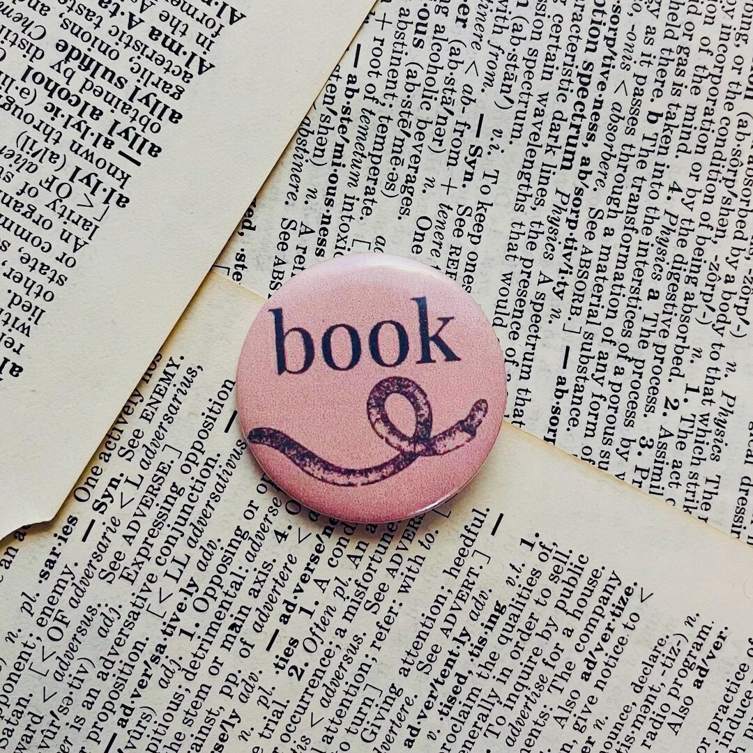 Bookworm Pin: Vintage Book Illustration, 1 Inch - Etsy