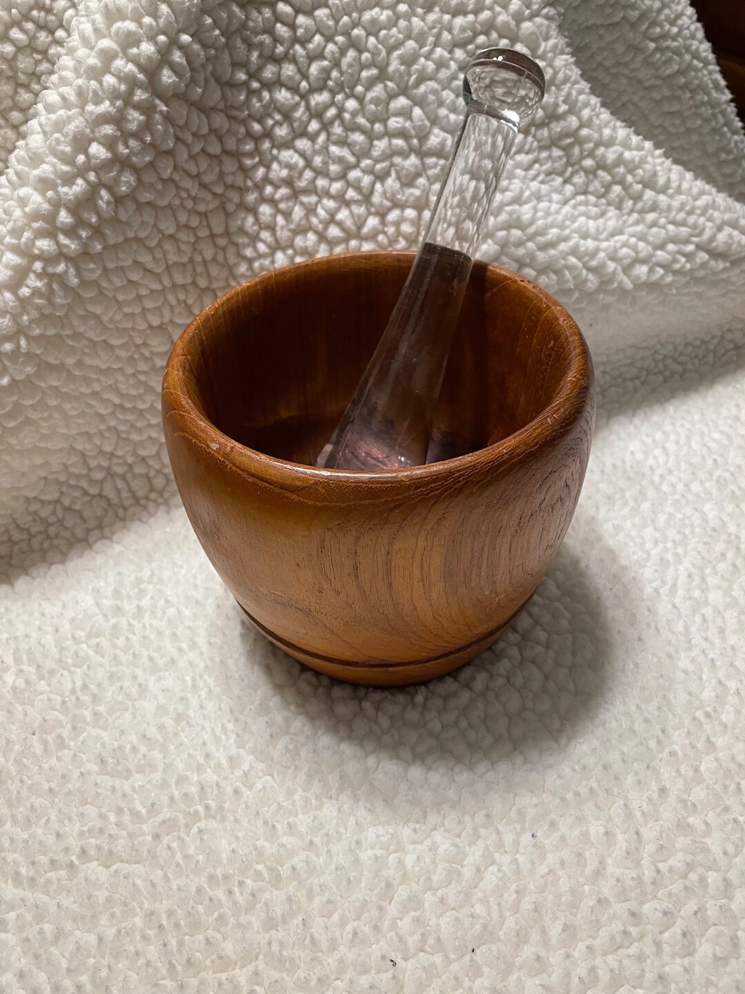 Wooden Mortar and Clear Glass Pestle - Etsy