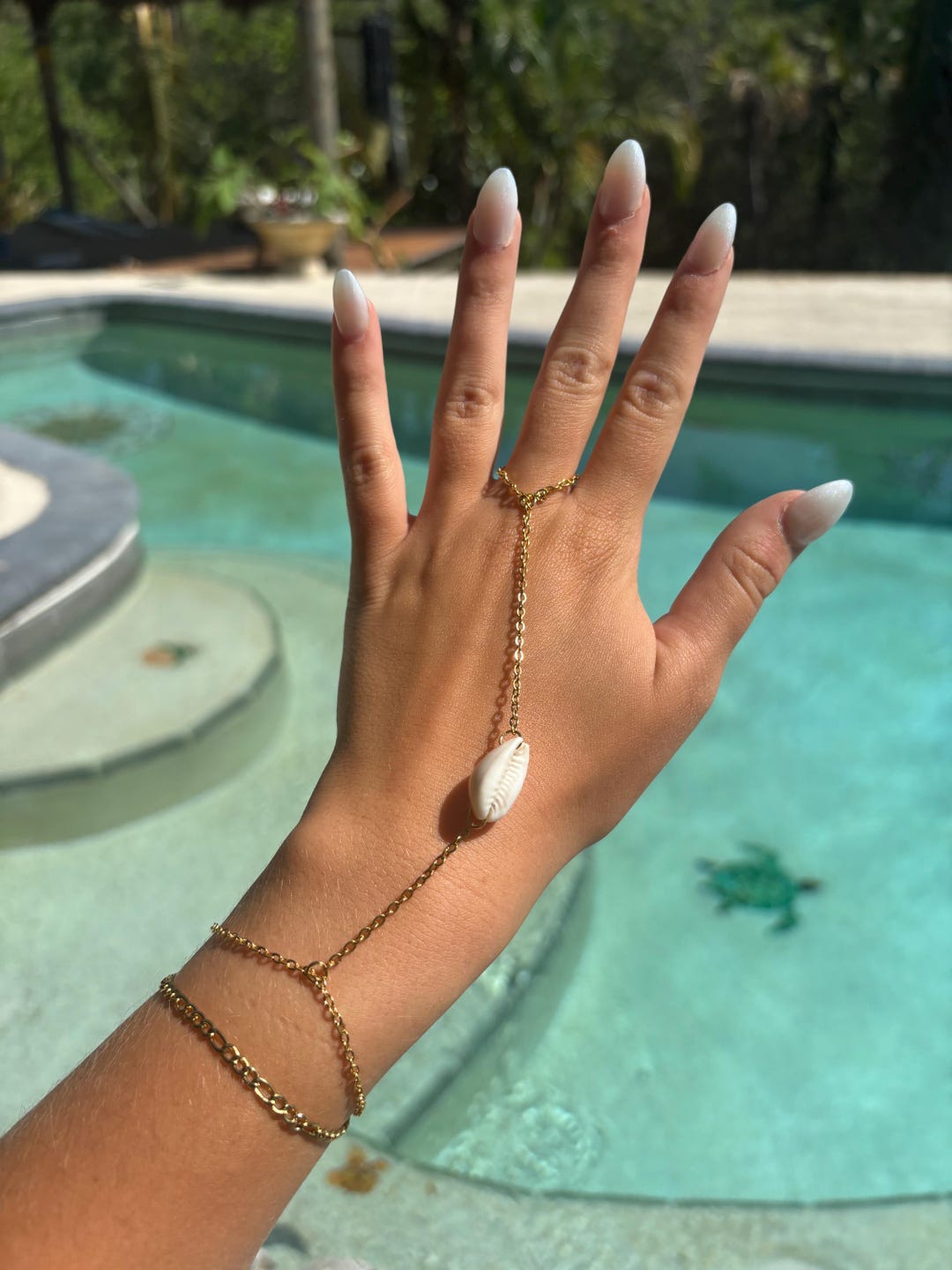 Cowrie Puka Shell/scallop Hand Chain, Stainless Steel Hand Chain for ...