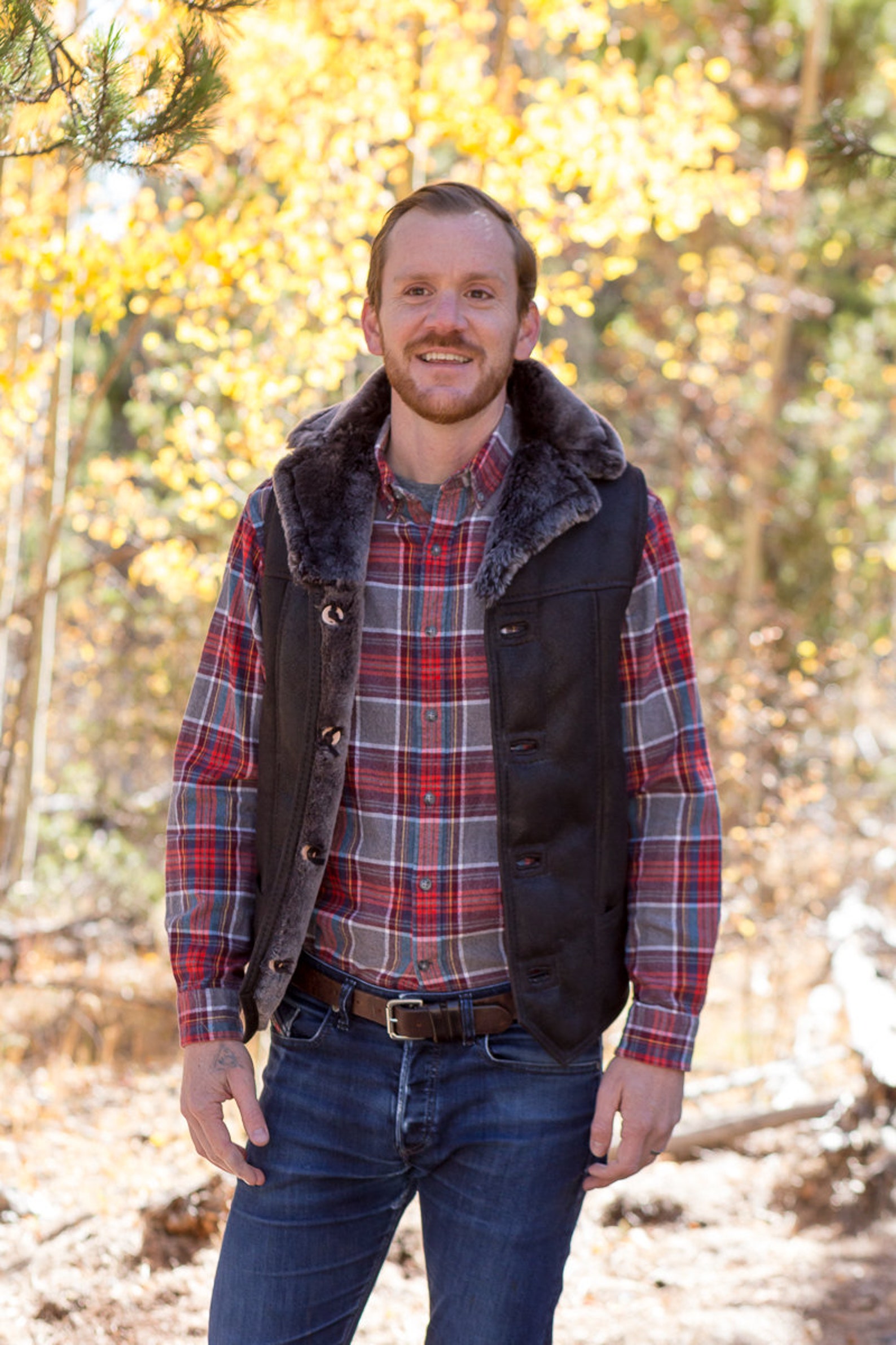 Mens Sheepskin Vest-Gambler W/Collar | Etsy