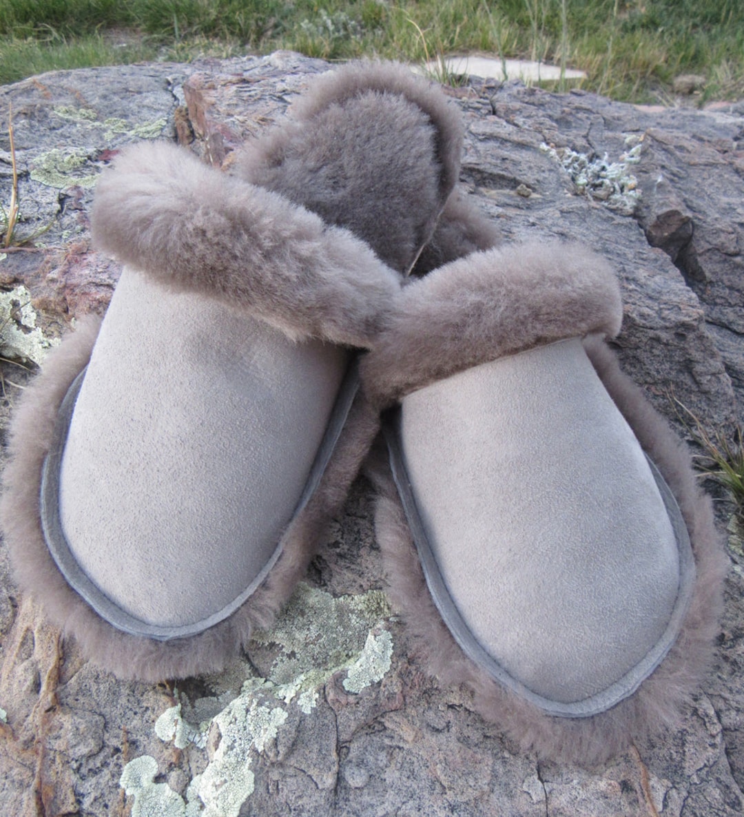 Sheepskin Slippers, Shearling Scuffs - USA Made - Etsy