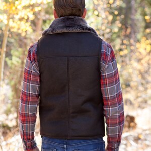 Mens Sheepskin Vest-gambler W/collar - Etsy