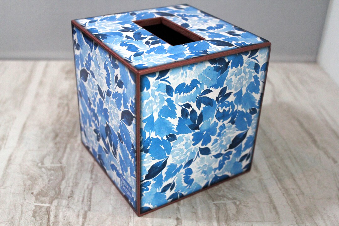 Blue Flowers Tissue Box - Etsy