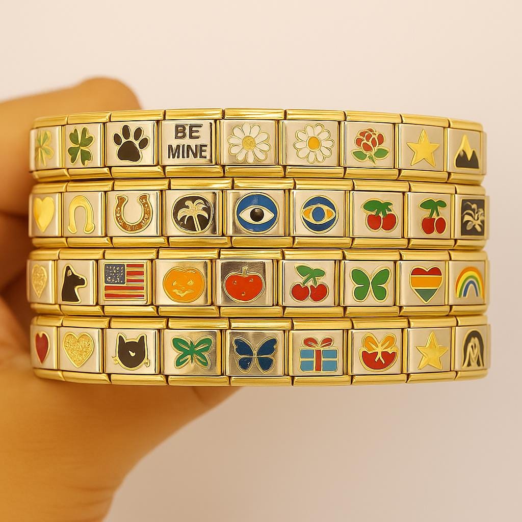 Gold Italian Bracelet, Custom Italy Charms, Personalized Stackable ...