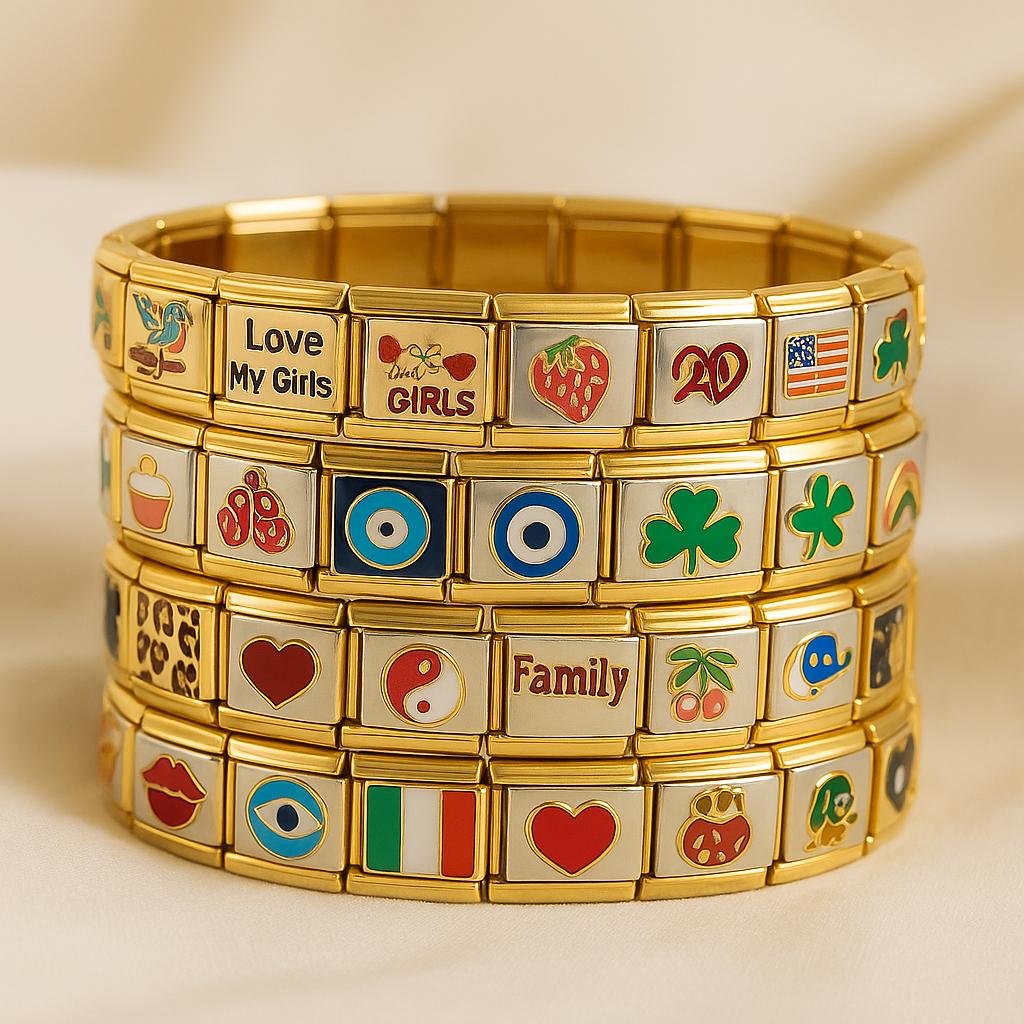Custom Italian Charm Bracelet, Personalized Italy Charms, Gold Charm ...