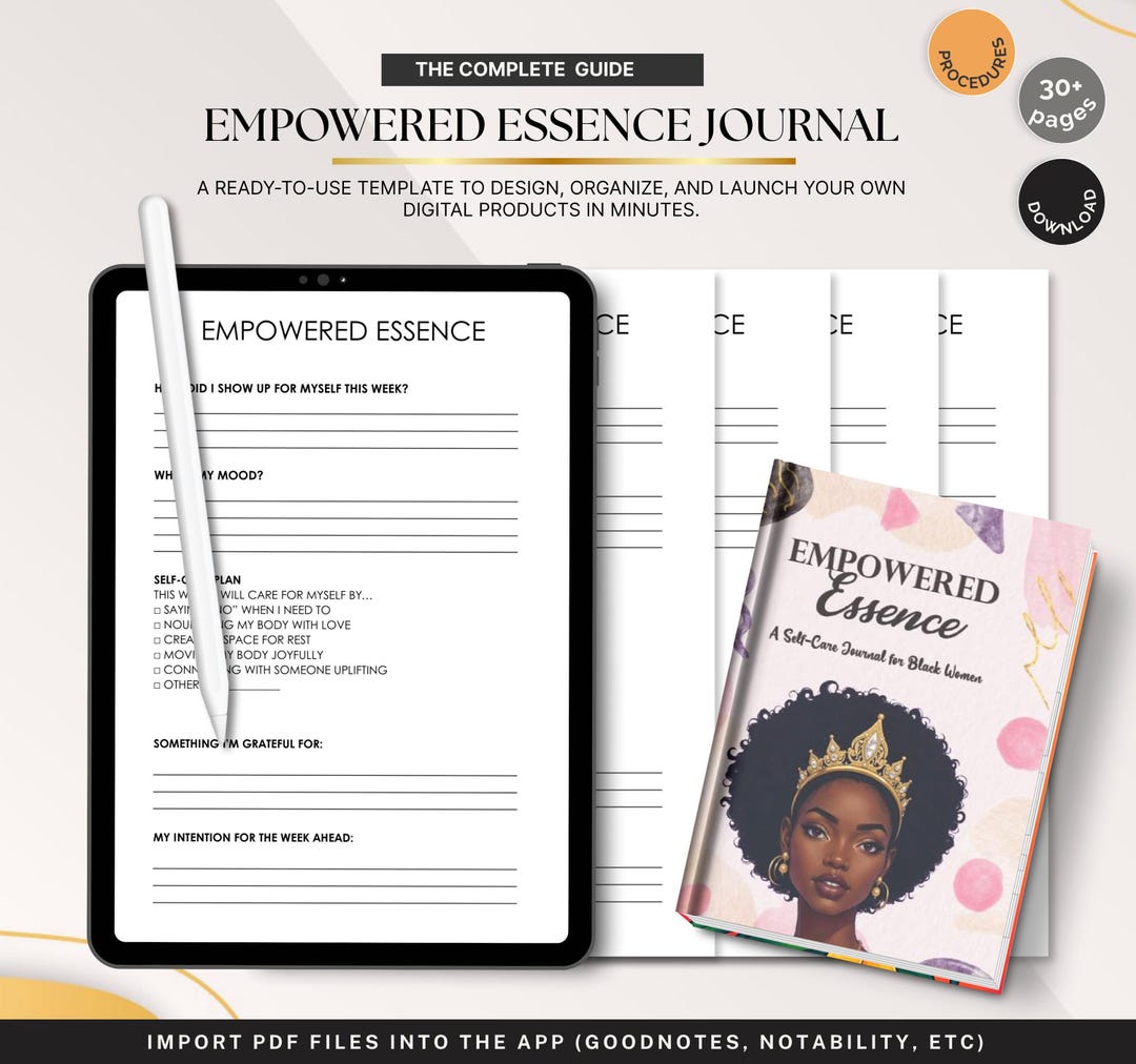 Black Woman Journal Printable Self Care Journal for Gifts Womens ...