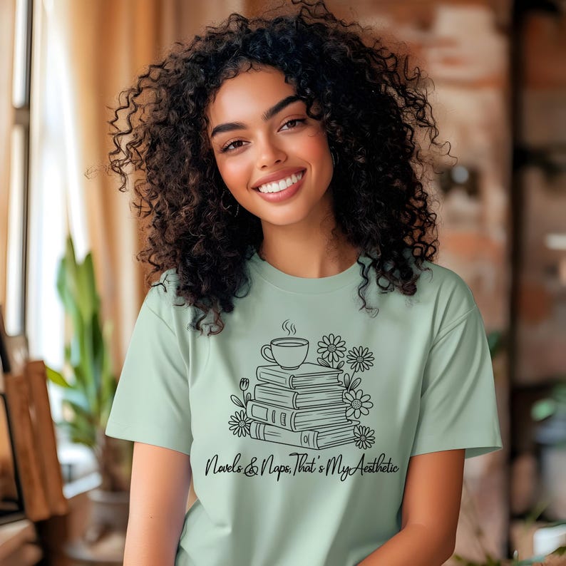 Comfort Colors Novels and Naps Aesthetic T-shirt, Cozy Book Lover Tee ...