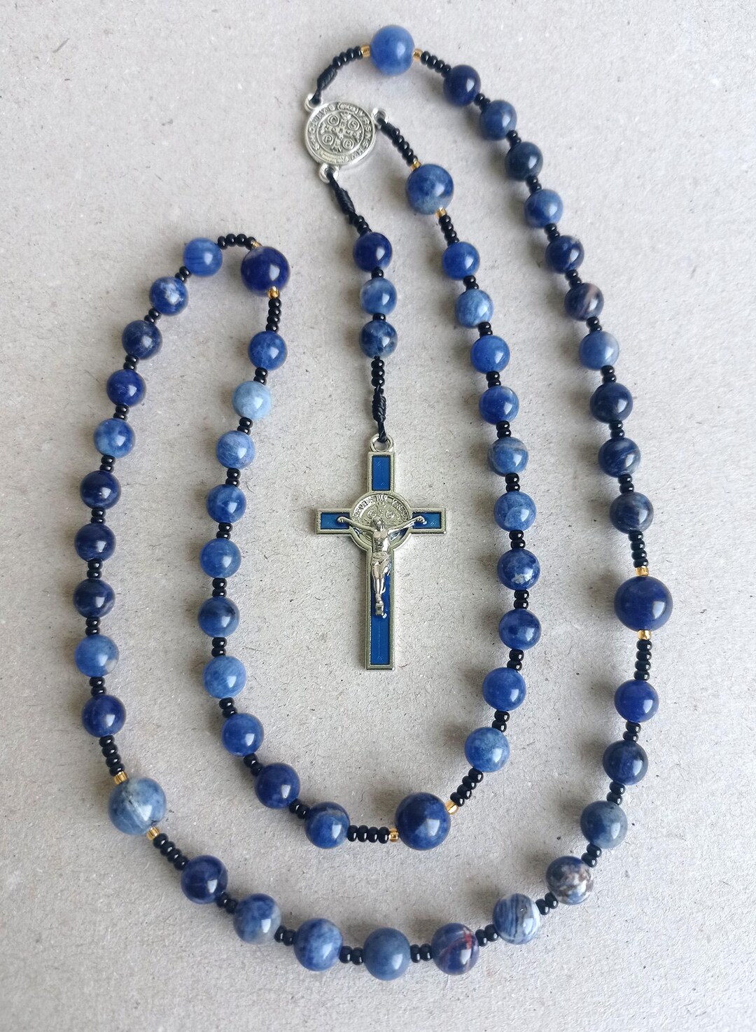 Rosary, Praying Beads, Blue Sodalit, Natural Stone, Custom, Easter ...