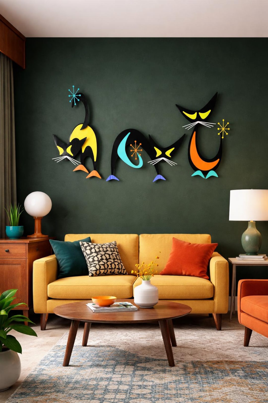 Atomic Cat Decor, Mid Century Modern Wall Art, Mid Century Decor, MCM ...