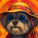 Hippie Dog Portrait - Retro 70s Style Peace and Love Pet Art - Digital ...