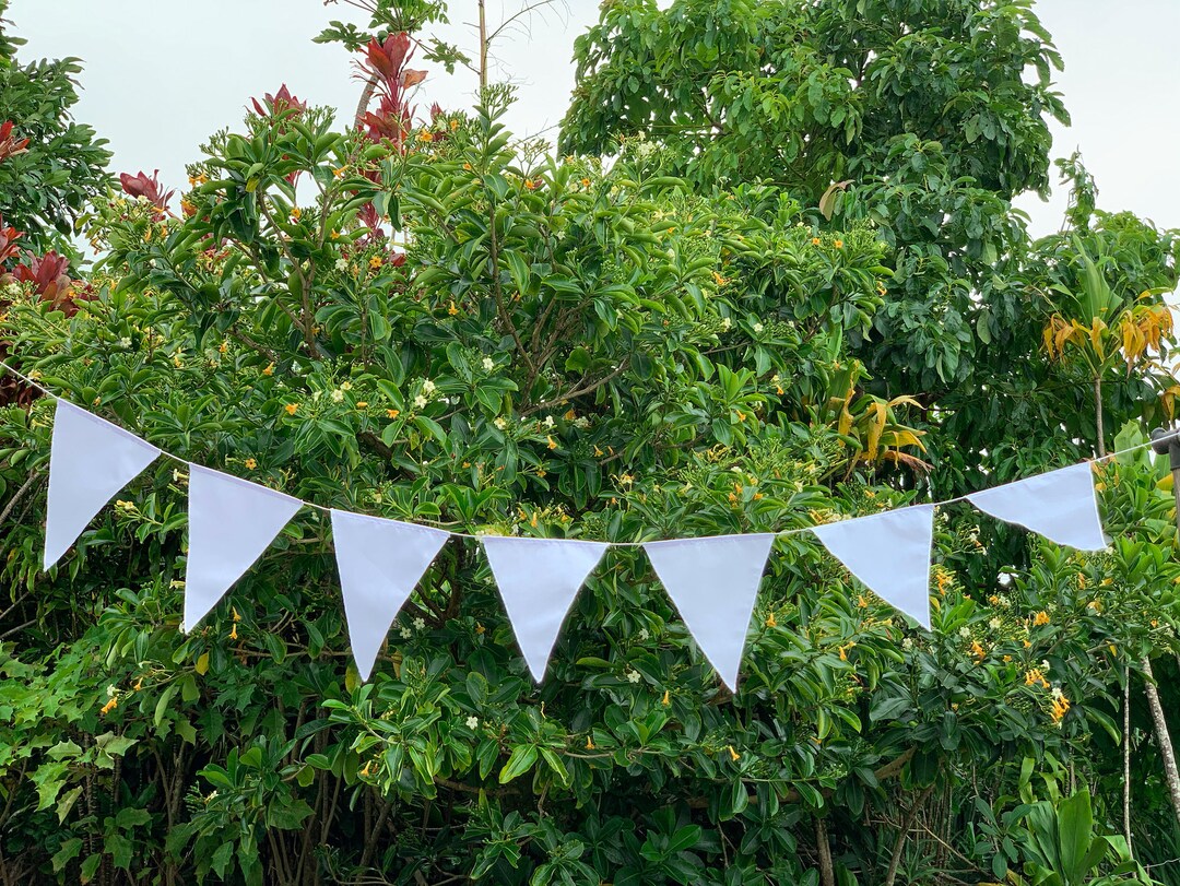 DIY Triangle Prayer Flags, White Solid Color, Surged Edges ...