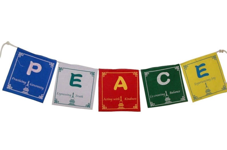 Peace Prayer Flags in English 5 Flags Set 5x5 Inches - Etsy