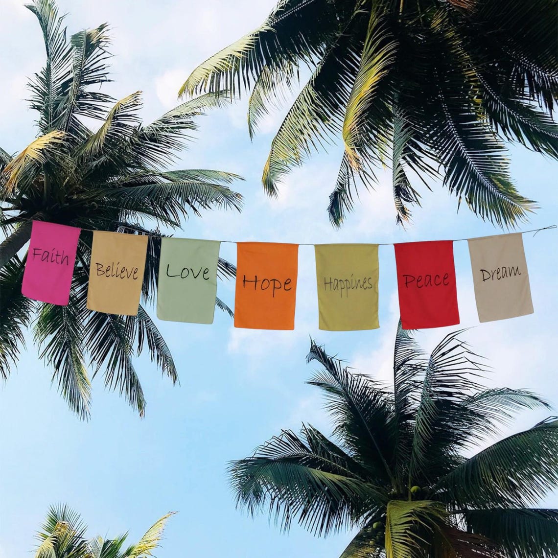 Handmade Tibetan Affirmation Prayer Flags, Dream Faith Believe Hope ...