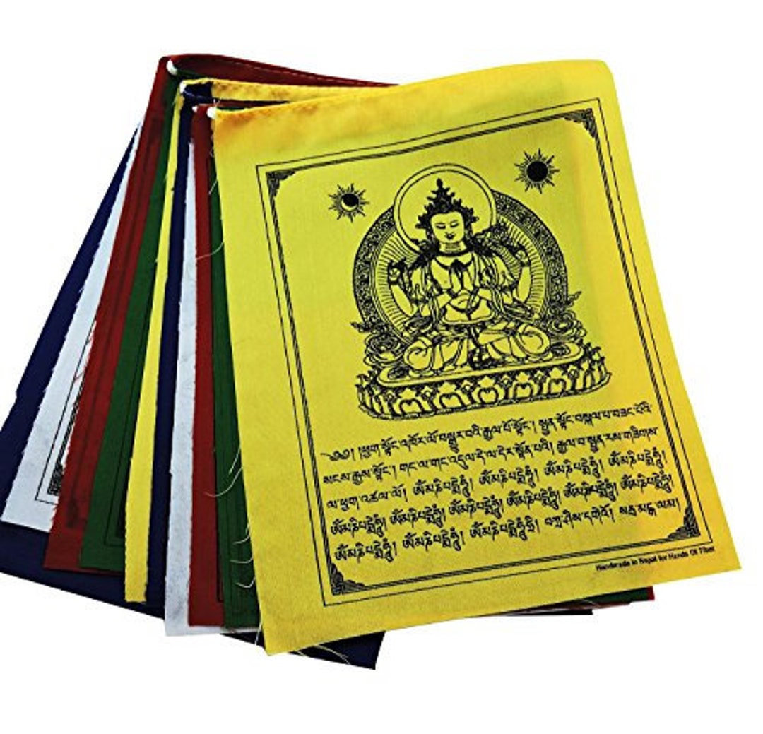 1. Handmade Buddha of Compassion Prayer Flags Set, Tibetan Prayer Flags ...