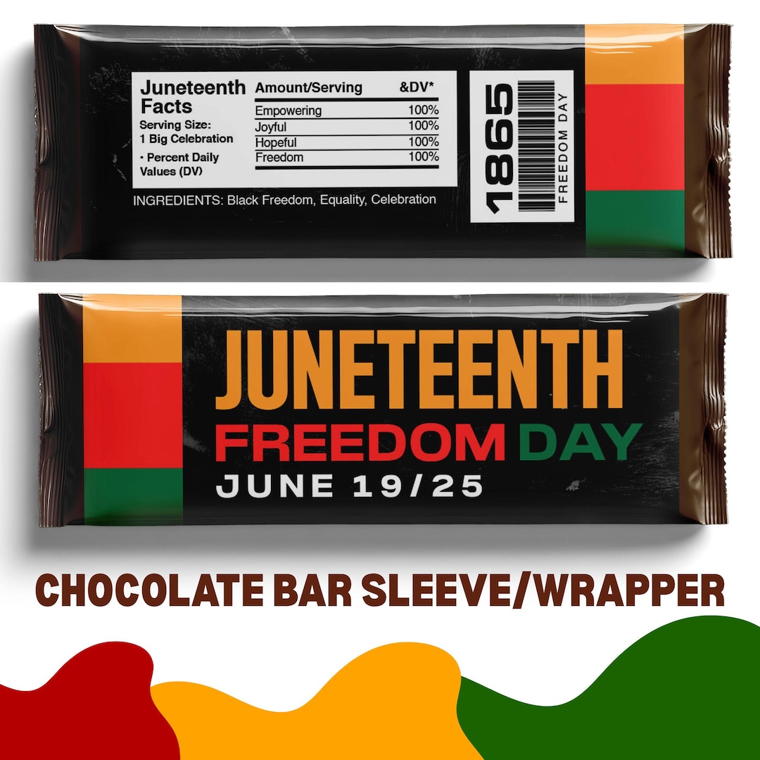 Juneteenth Chocolate Bar Wrapper: Black Freedom Day Favor (digital ...
