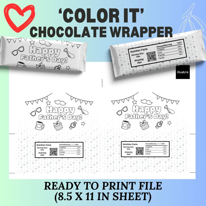HAPPY FATHER'S DAY Color the Wrapper Design, Color It Chocolate Wrapper ...