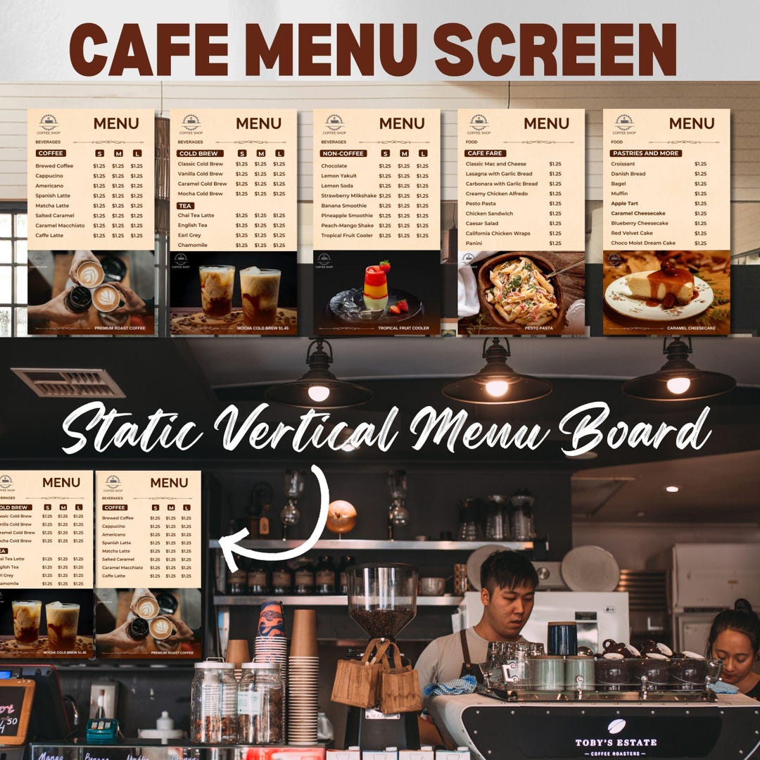 Static Vertical Digital TV Menu Board for Cafes, Menutv Screen ...