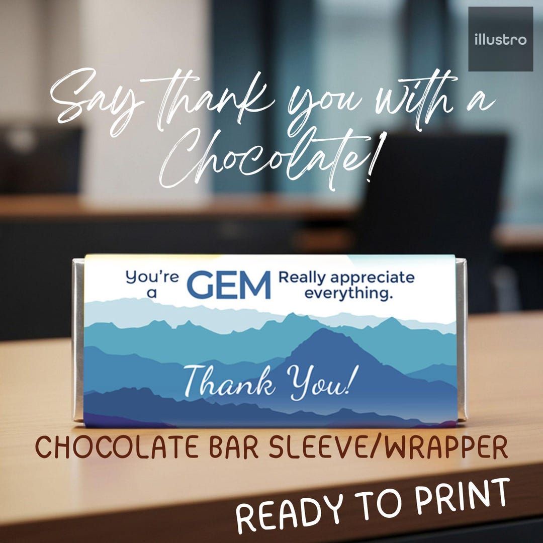 Printable Thank You Chocolate Bar Wrapper | Custom Favor Sleeve Design ...