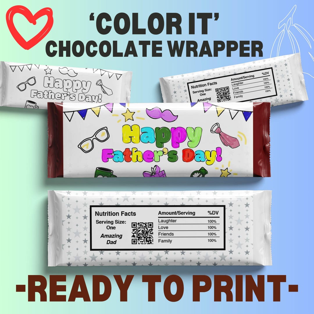 HAPPY FATHER'S DAY Color the Wrapper Design, Color It Chocolate Wrapper ...