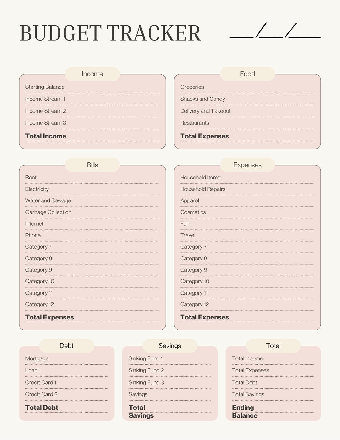 Monthly Budget Template – Minimalist Printable Budget Planner | Track ...