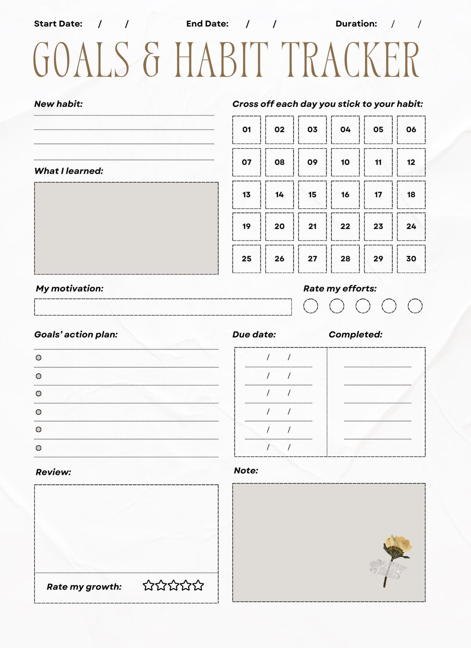 Habit and Goal Tracker – Printable Daily Routine Template | Minimal ...