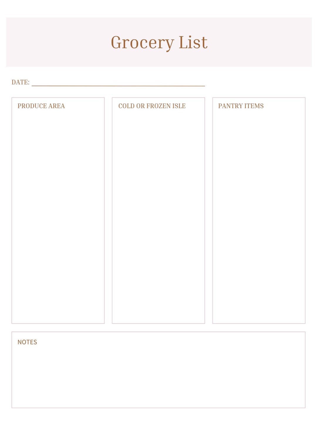 Printable Grocery List – Cute and Minimal Shopping List Template | Meal ...