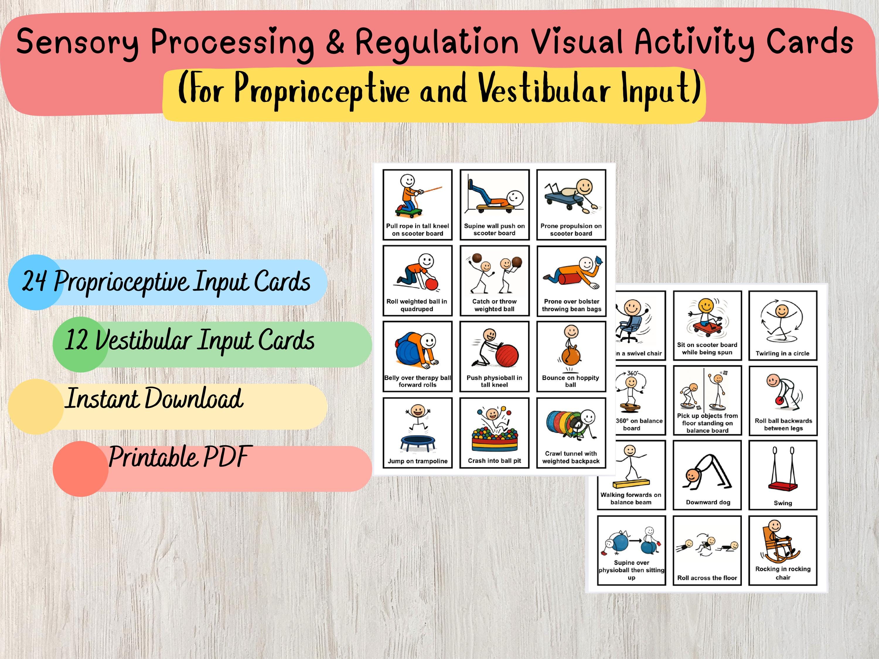 36 Sensory Input Visual Cards | OT/PT Printable PDF Proprioceptive ...