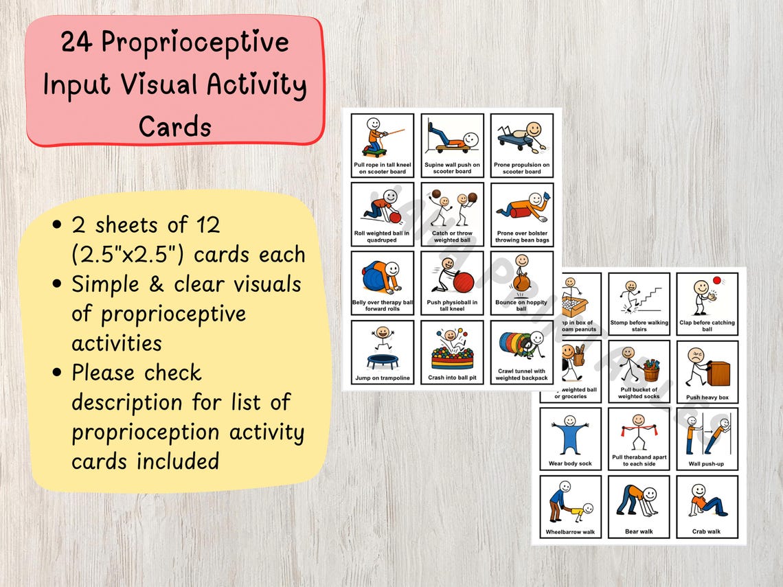 36 Sensory Input Visual Cards | OT/PT Printable PDF Proprioceptive ...