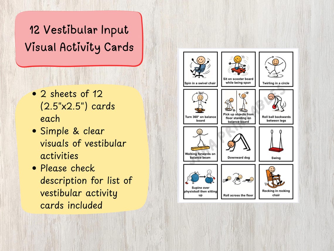 36 Sensory Input Visual Cards | OT/PT Printable PDF Proprioceptive ...