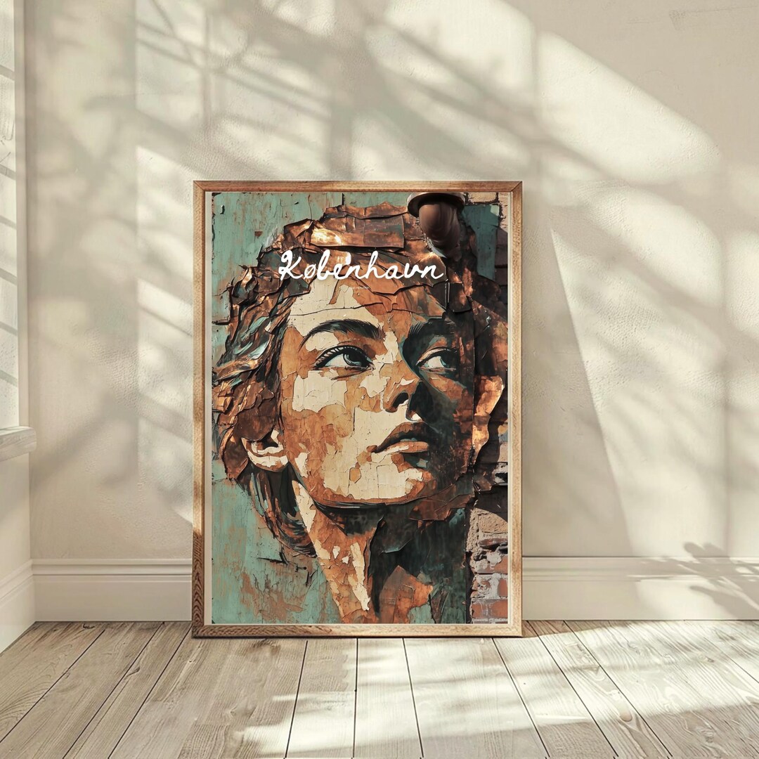 Copenhagen Woman Portrait Poster | Brick & Copper Nordic Art Print - Etsy
