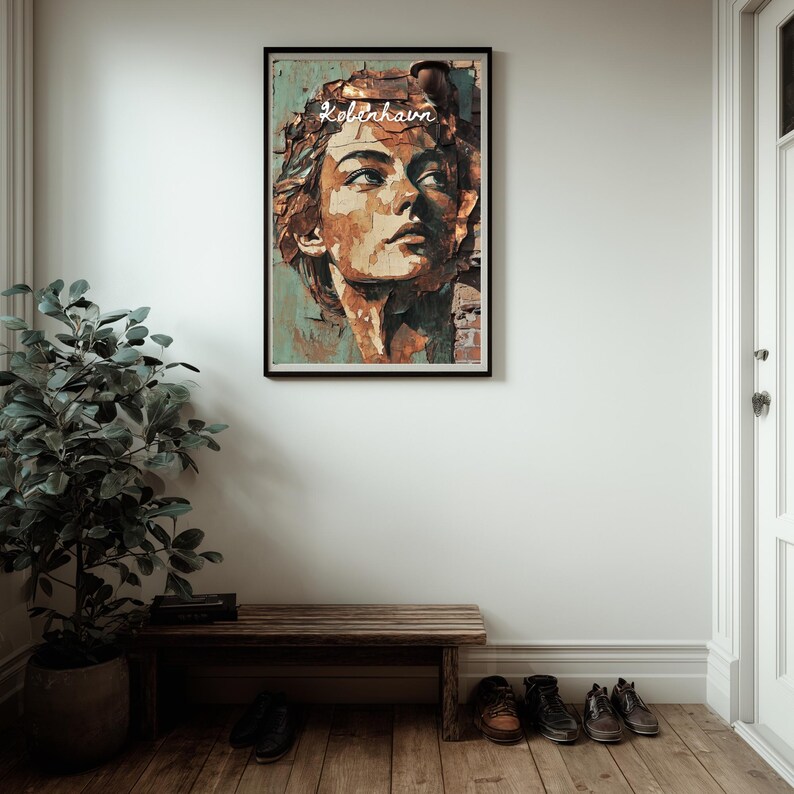 Copenhagen Woman Portrait Poster | Brick & Copper Nordic Art Print - Etsy