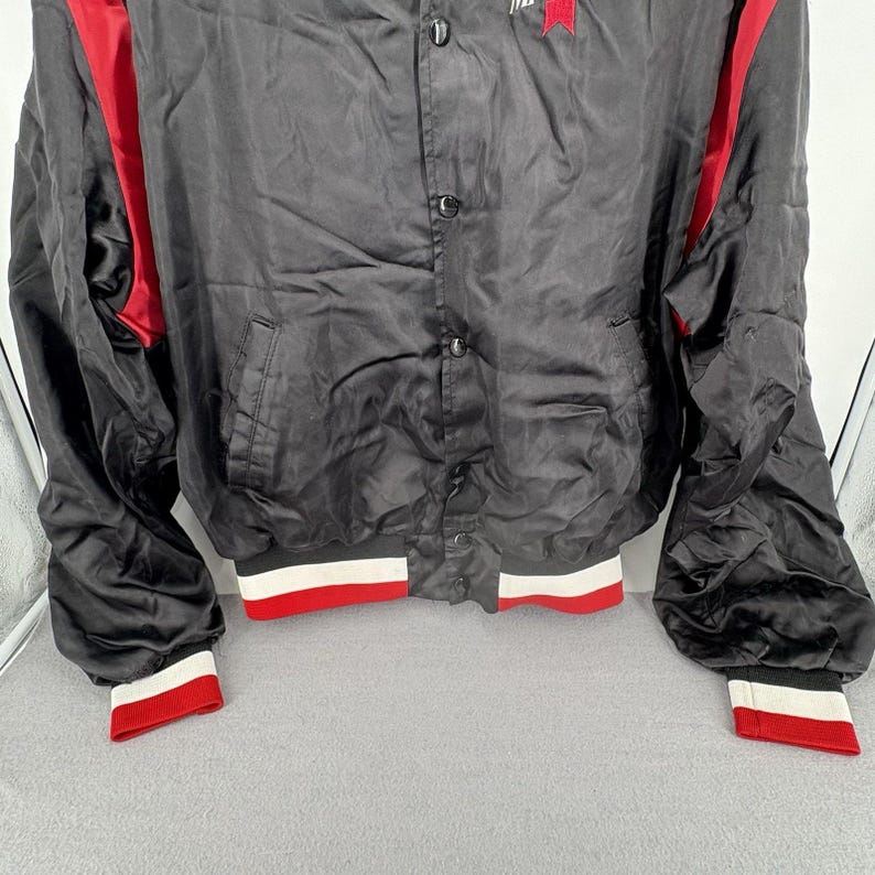 Vintage 80's Michelob Beer Anheiser Busch Black & Red Satin Bomber ...