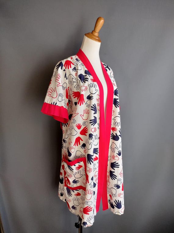 1960s pop art mod hippie kimono robe, hand novelty pr… - Gem