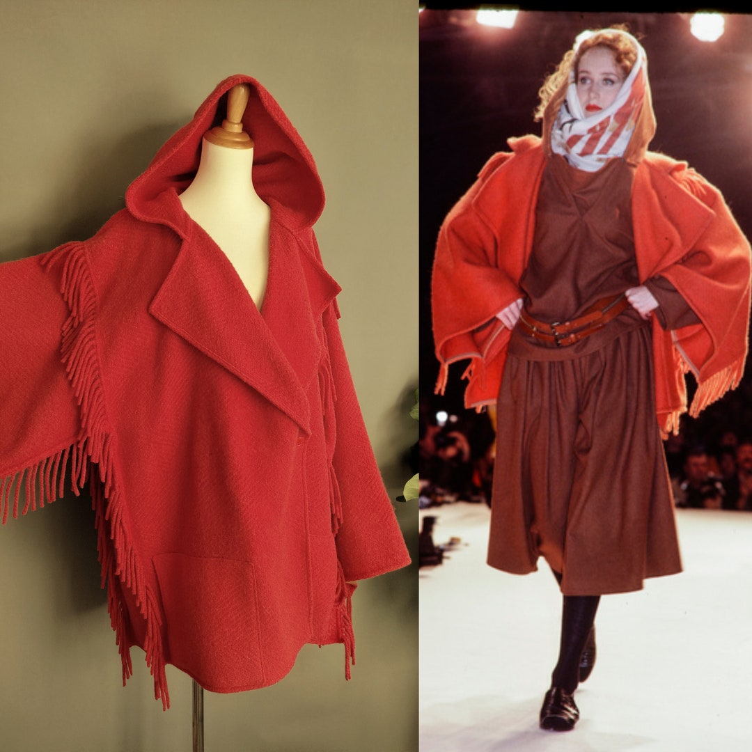 1980s JC De Castelbajac Ko and Co Light Red Wool Capote Blanket Coat ...
