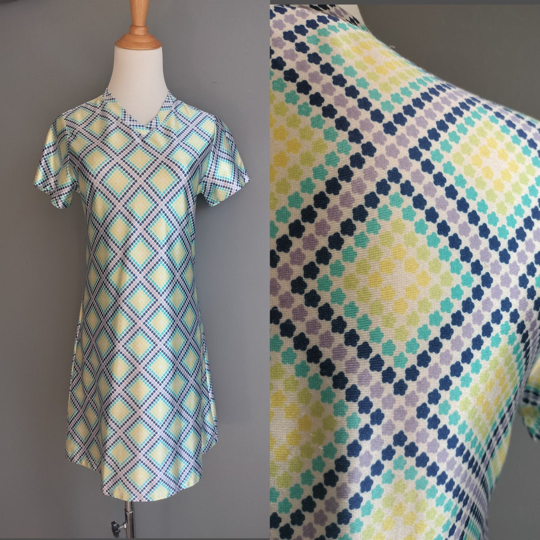 1990s Raver Minidress, Rainbow Stars Ravewear Stretch Satin Knit Dress ...