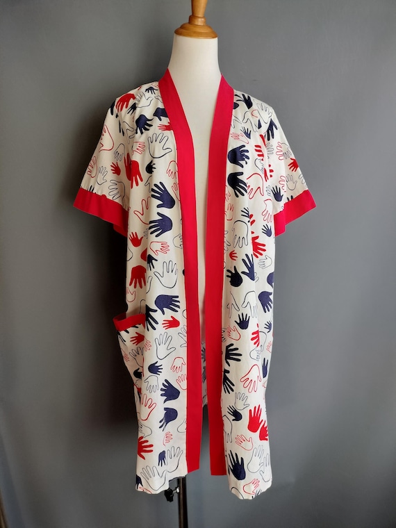 1960s pop art mod hippie kimono robe, hand novelty pr… - Gem