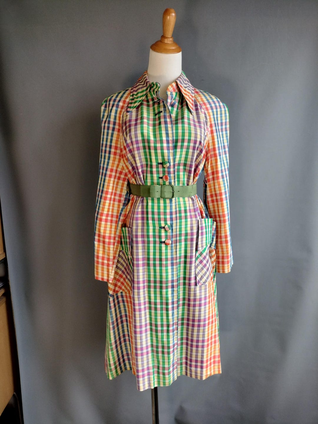 1960s-1970s Rainbow Plaid Raincoat, Taffeta Rain Coat, Raincheetahs ...